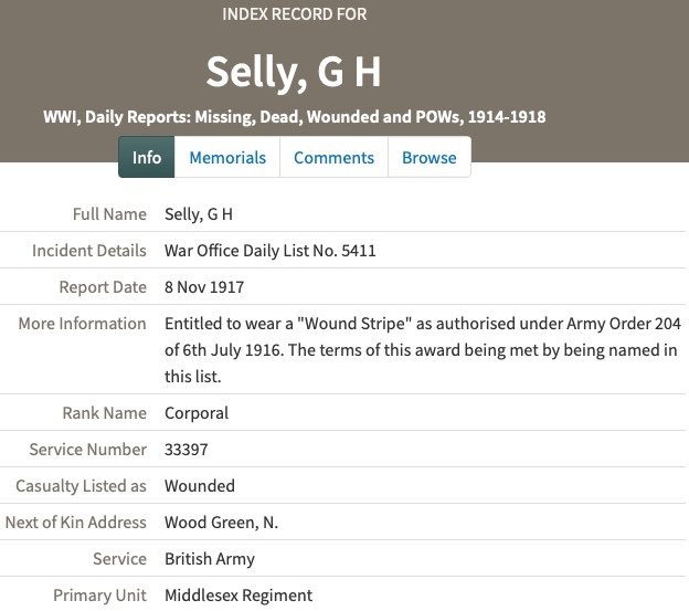 12th / 16th Middx, CPL George Howard Selly G/33397 - Soldiers and their ...