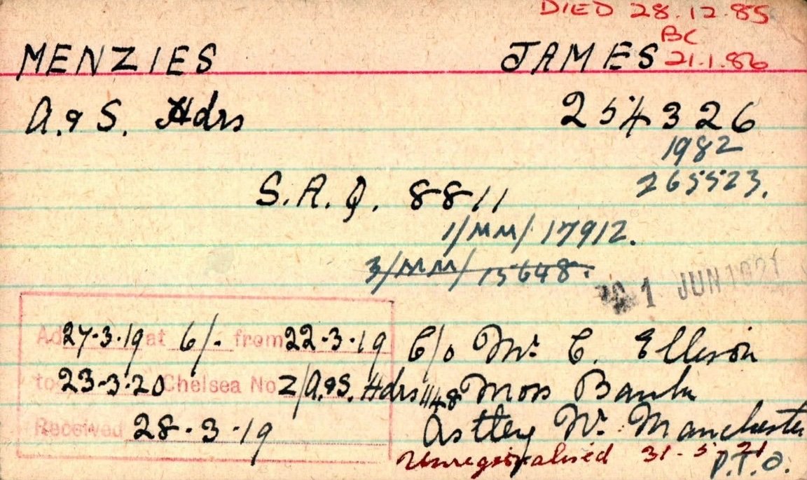 Where did L/Cpl 265523 James Menzies come from? - Soldiers and their ...
