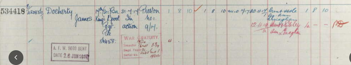 Pte James Dockerty KLR casualty - from Bangor Erris, County Mayo ...