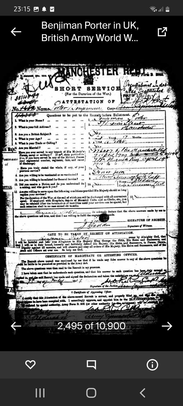 Benjamin Porter: B 17 Oct 1888 - Soldiers and their units - The Great ...
