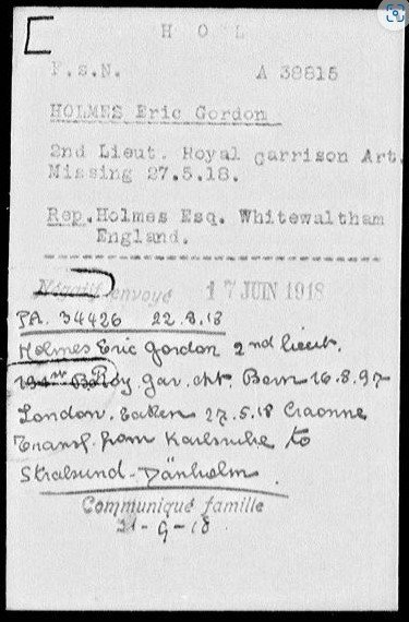 Eric Gordon Holmes 1897-1972 - Soldiers and their units - The Great War ...