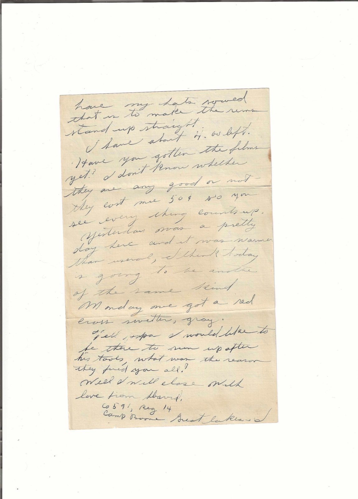 WW1 Era Letter written a few days after the Signing of the Armistice ...