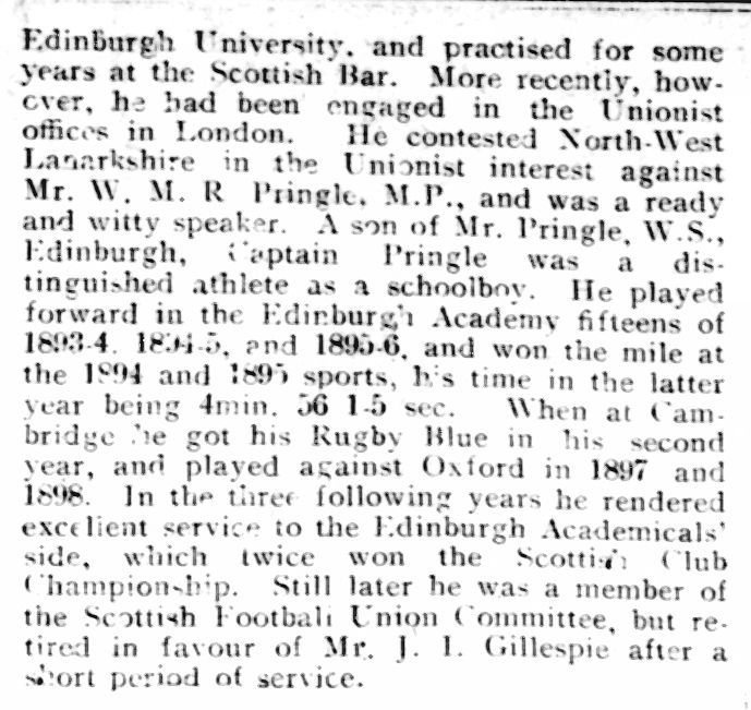 Captain Arthur Stanley Pringle - Soldiers and their units - The Great ...