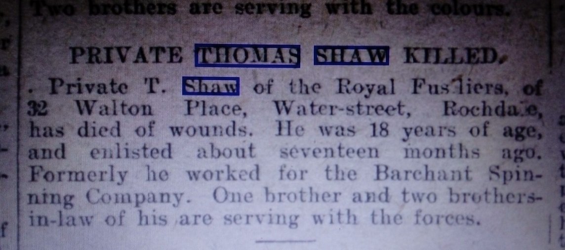 Thomas SHAW 4102 8/9/1916 - Soldiers and their units - The Great War ...
