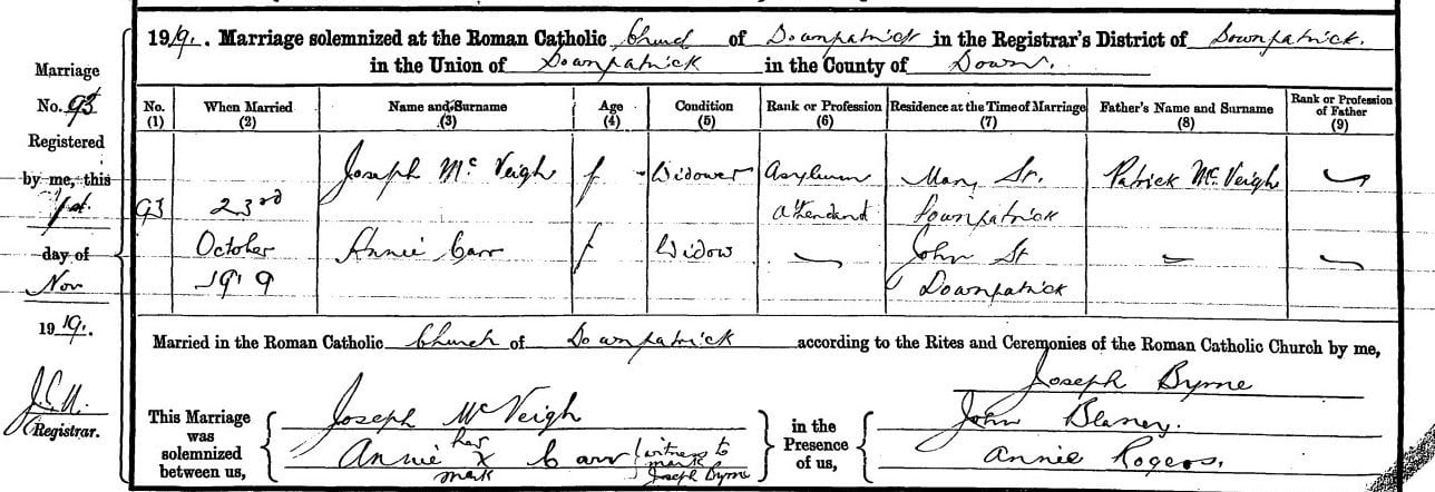 Pte Joseph McVeigh, born Downpatrick, Royal Inniskilling Fusiliers ...