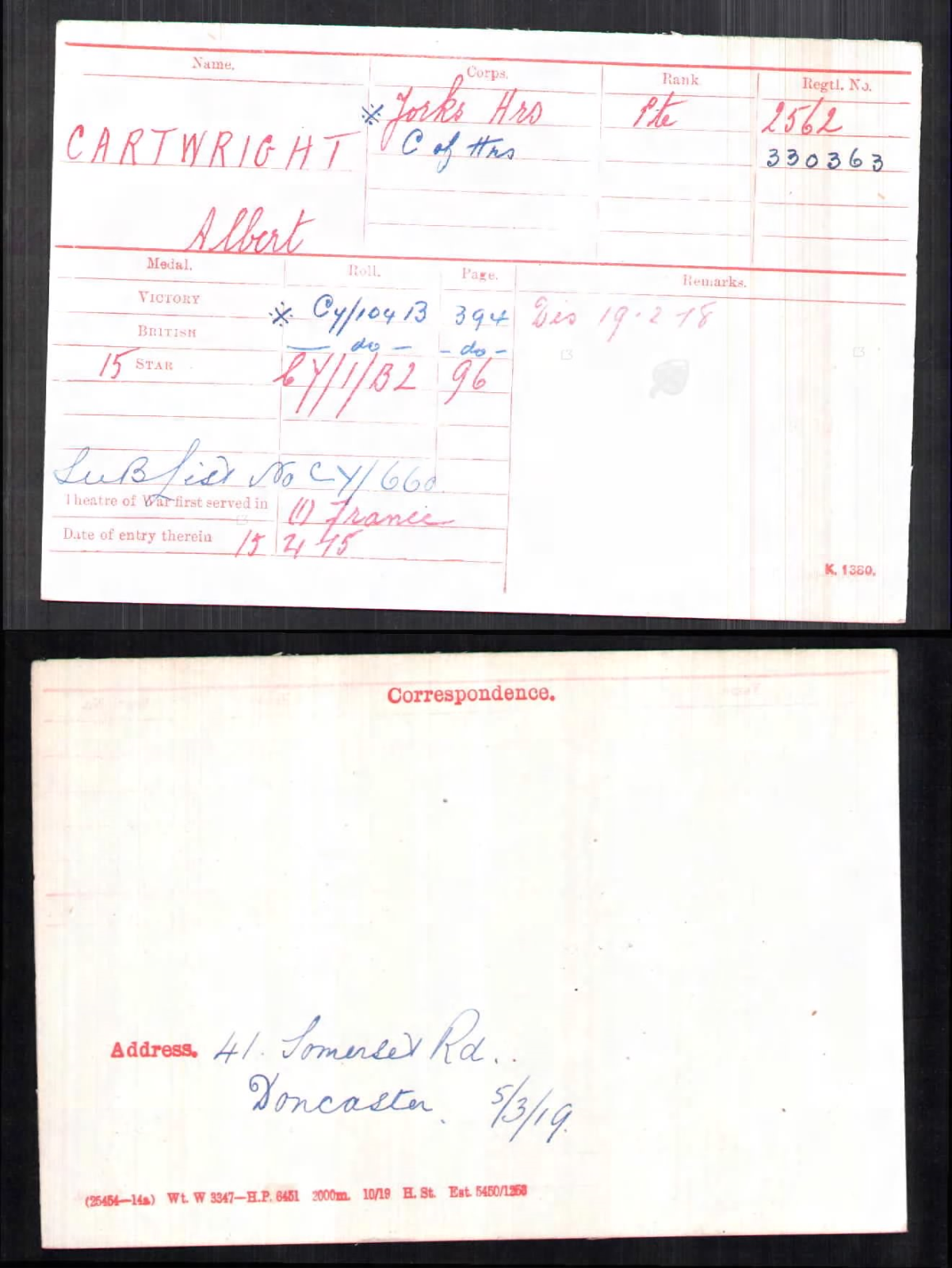 Arthur George Cartwright - 224th Royal Engineers? - Soldiers and their ...