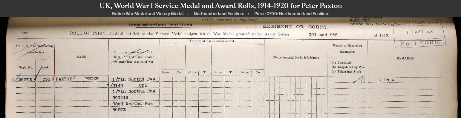 Paxton brothers of the Northumberland Fusiliers - Soldiers and their ...