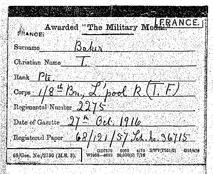 Pte Thomas Baker KLR - Military Medal at the age of 16 - Soldiers and ...