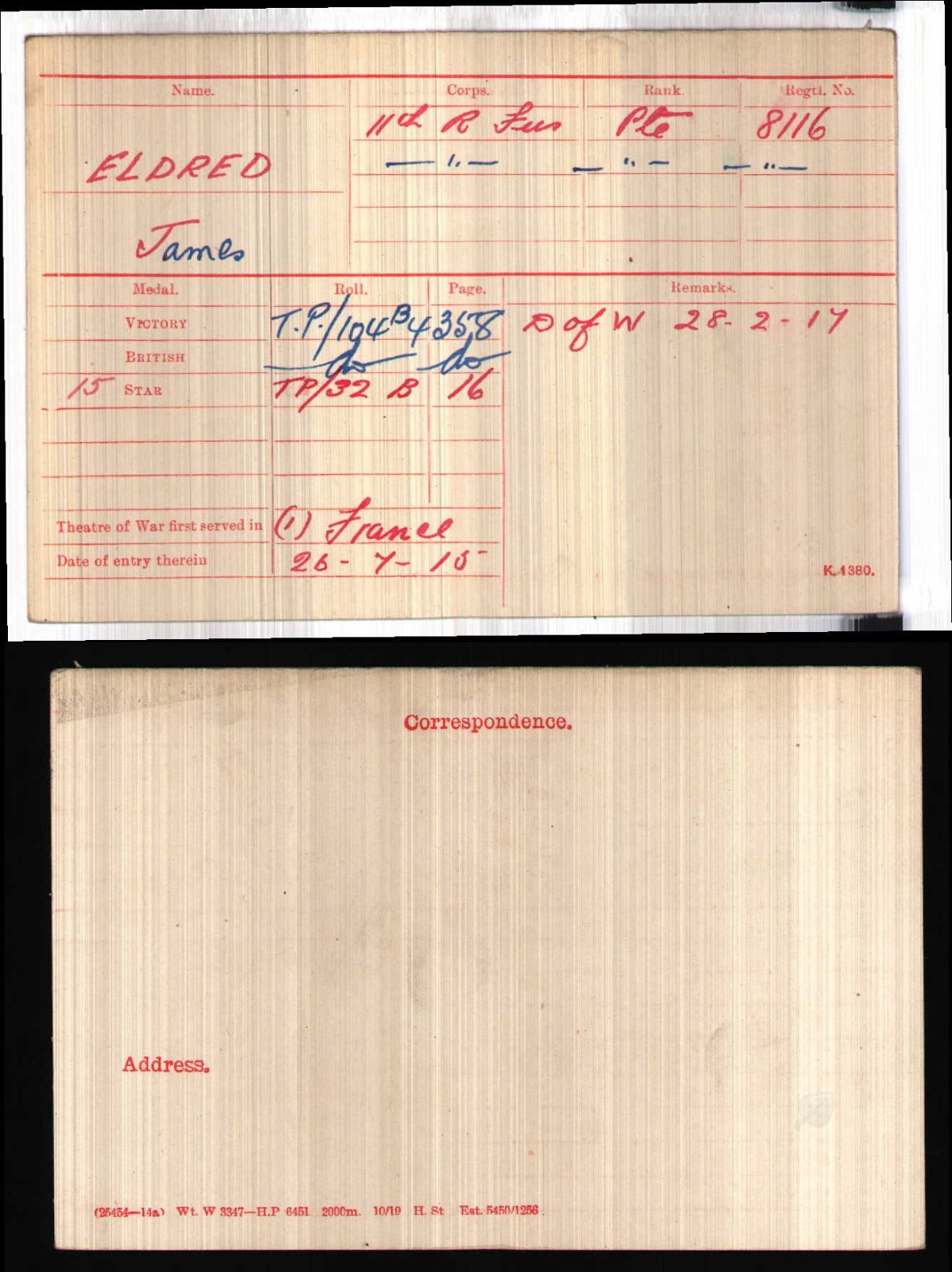 Pvt. James W. Eldred (1886 - 1917) - Soldiers and their units - The ...