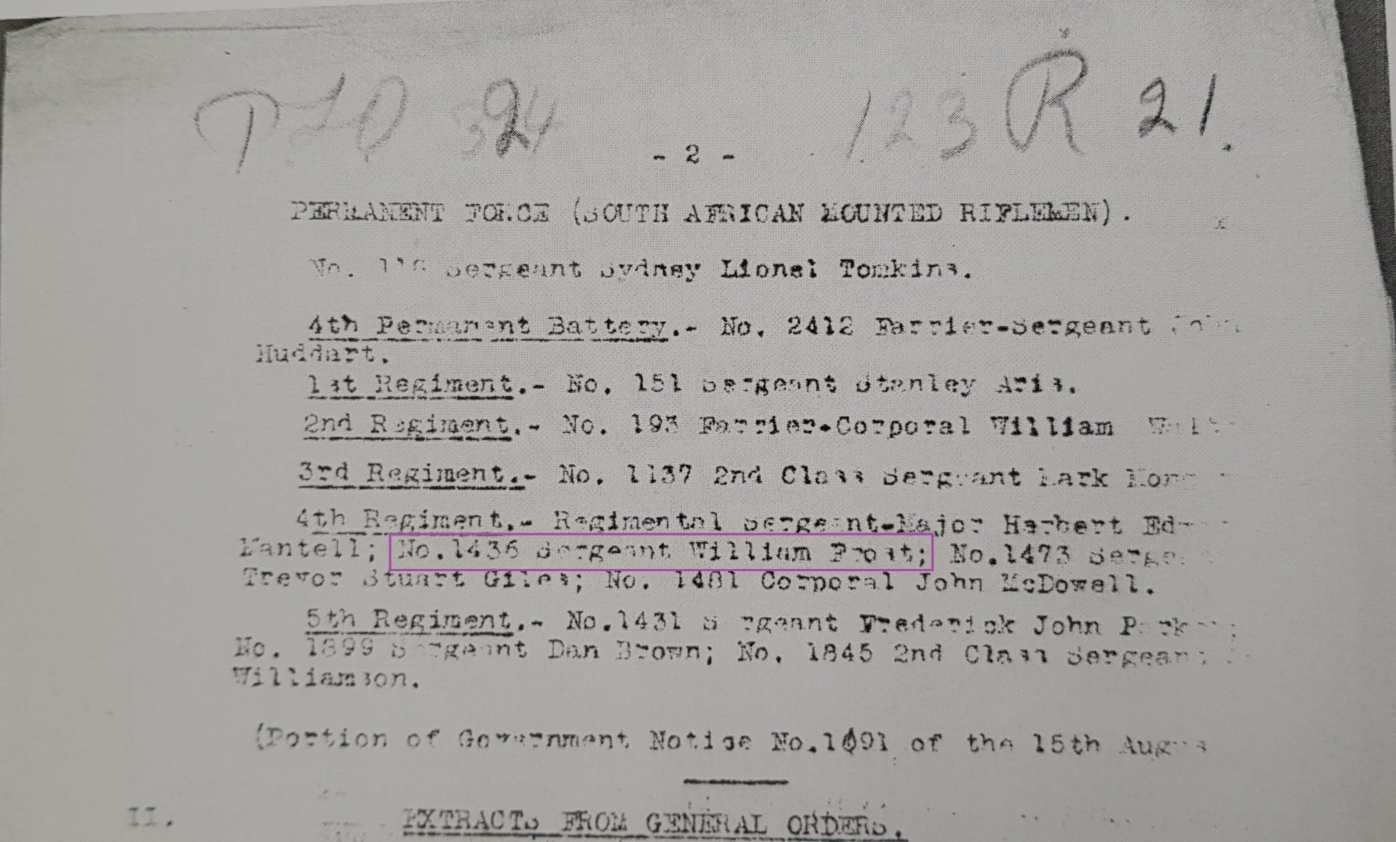 1436 William Frost - M.I.D. in 1919 - Soldiers and their units - The ...