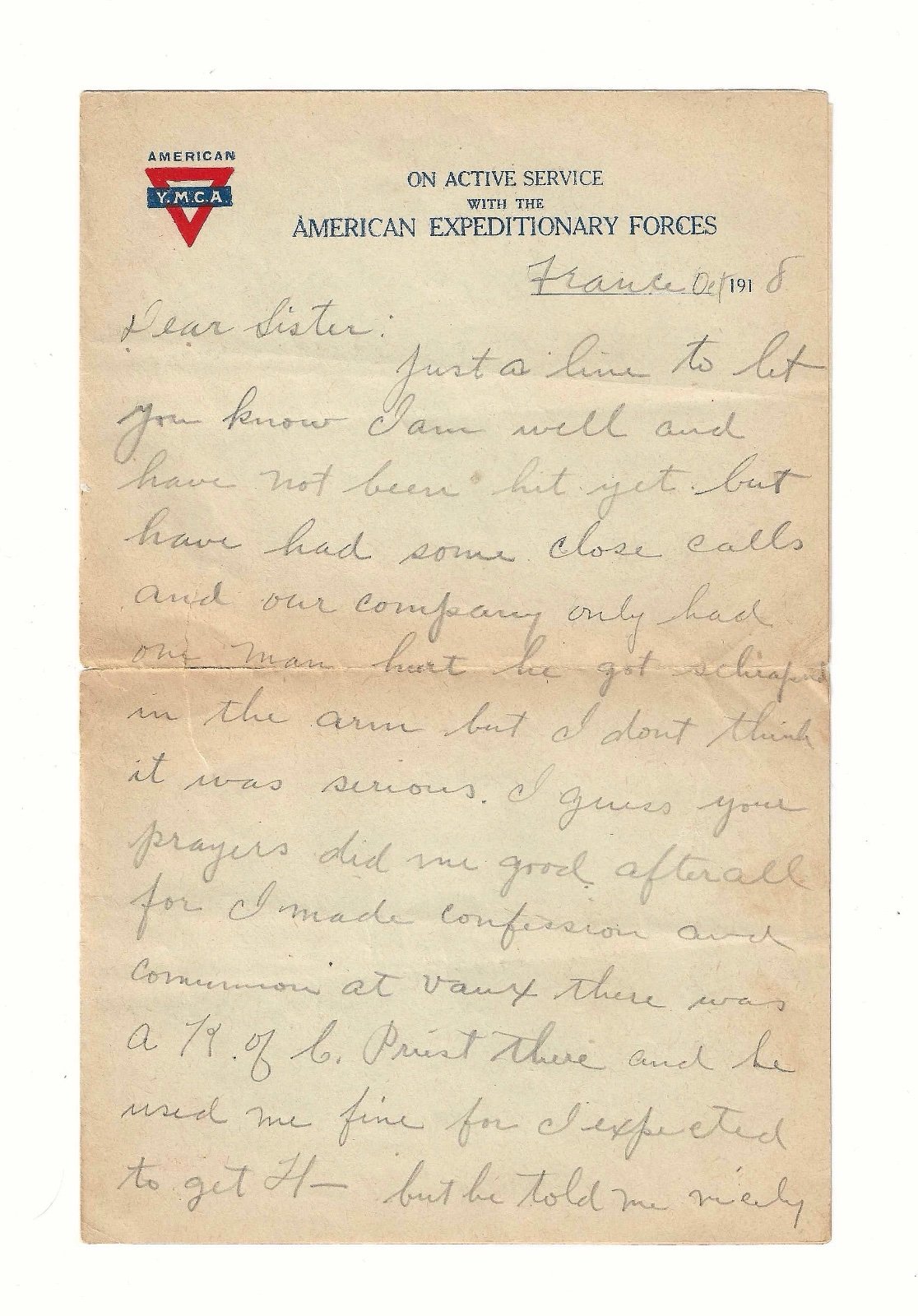 WW1 Era Letter Written by U.S. Soldier of the 304th Field Signal ...