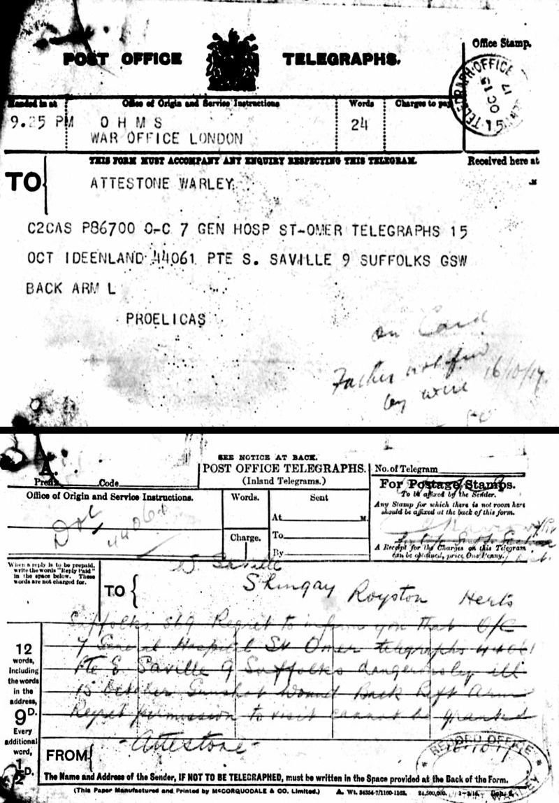 Wounded Telegram - Soldiers and their units - The Great War (1914-1918 ...