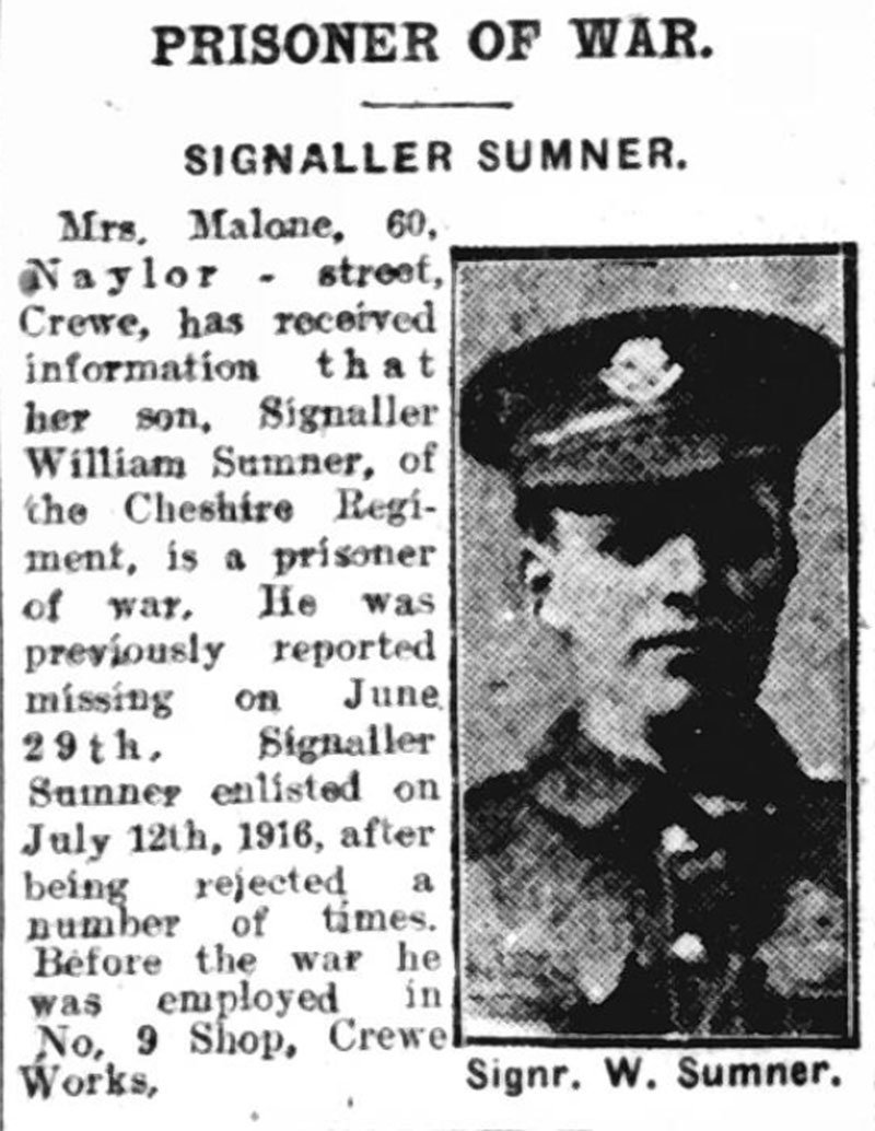 W SUMNER Cheshire regiment - Soldiers and their units - The Great War ...