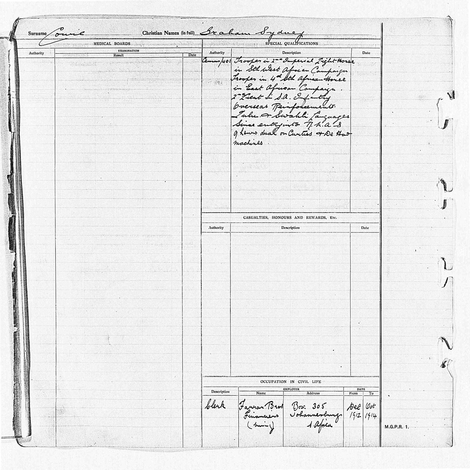 Graham Sydney Cowie (Pte 2nd I.L.H & Lt R.A.F.) - Soldiers and their ...