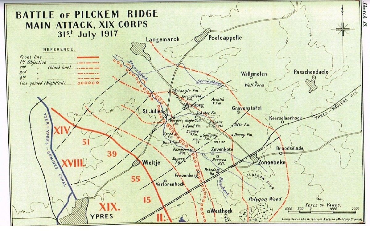Objectives map 3rd Battle of Ypres 31st July 1917 - The Western Front ...