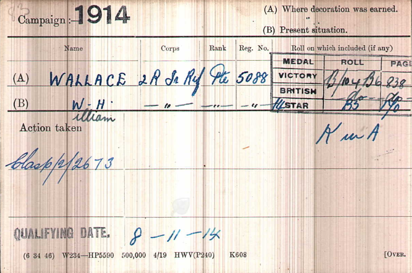 Pte. William Henry Wallace, 5088 2nd Royal Irish Rifles, KIA 9th May ...