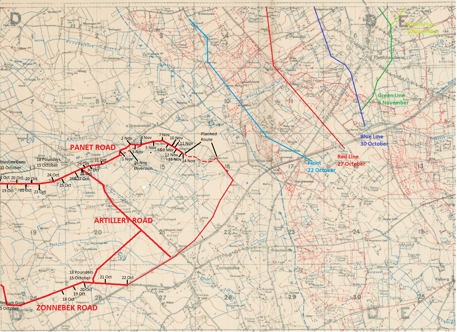 Canadian artillery positions during battle of Passchendaele - The ...