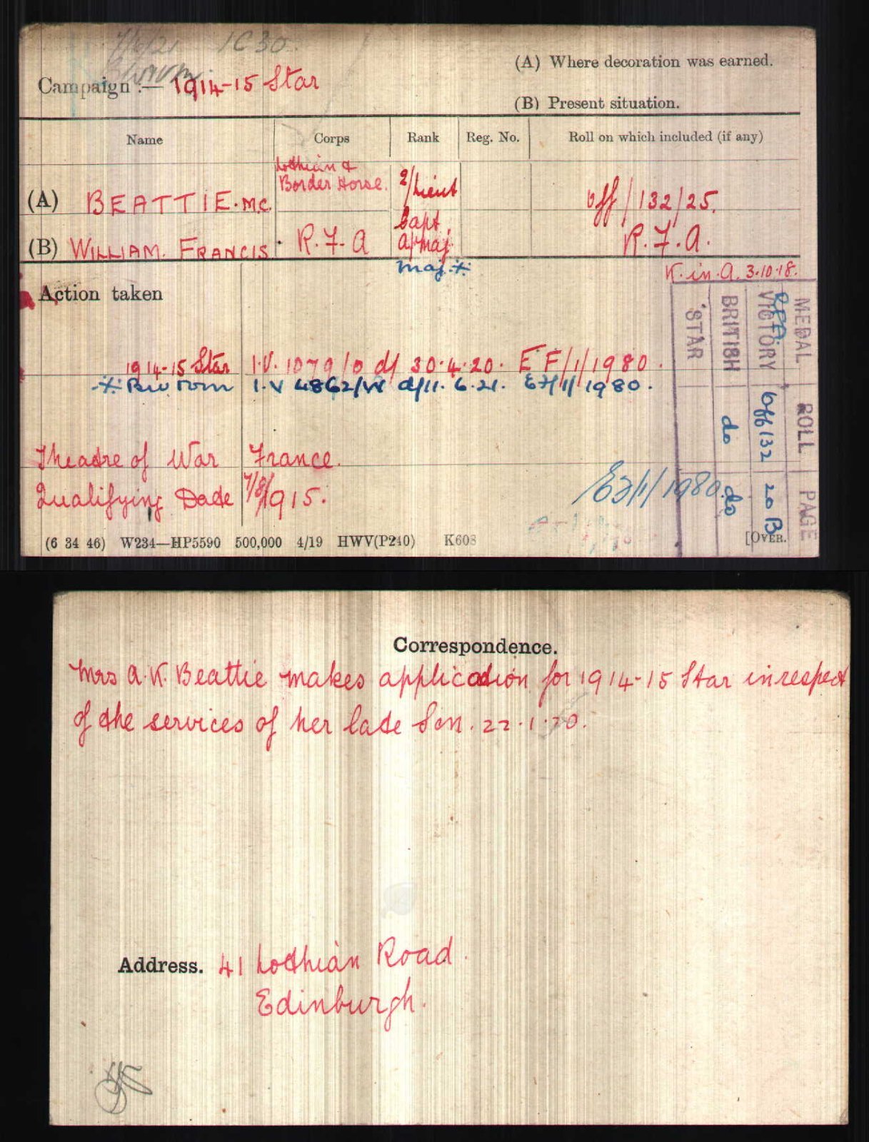 William Francis Beattie, Lothian and Border Horse. - Soldiers and their ...