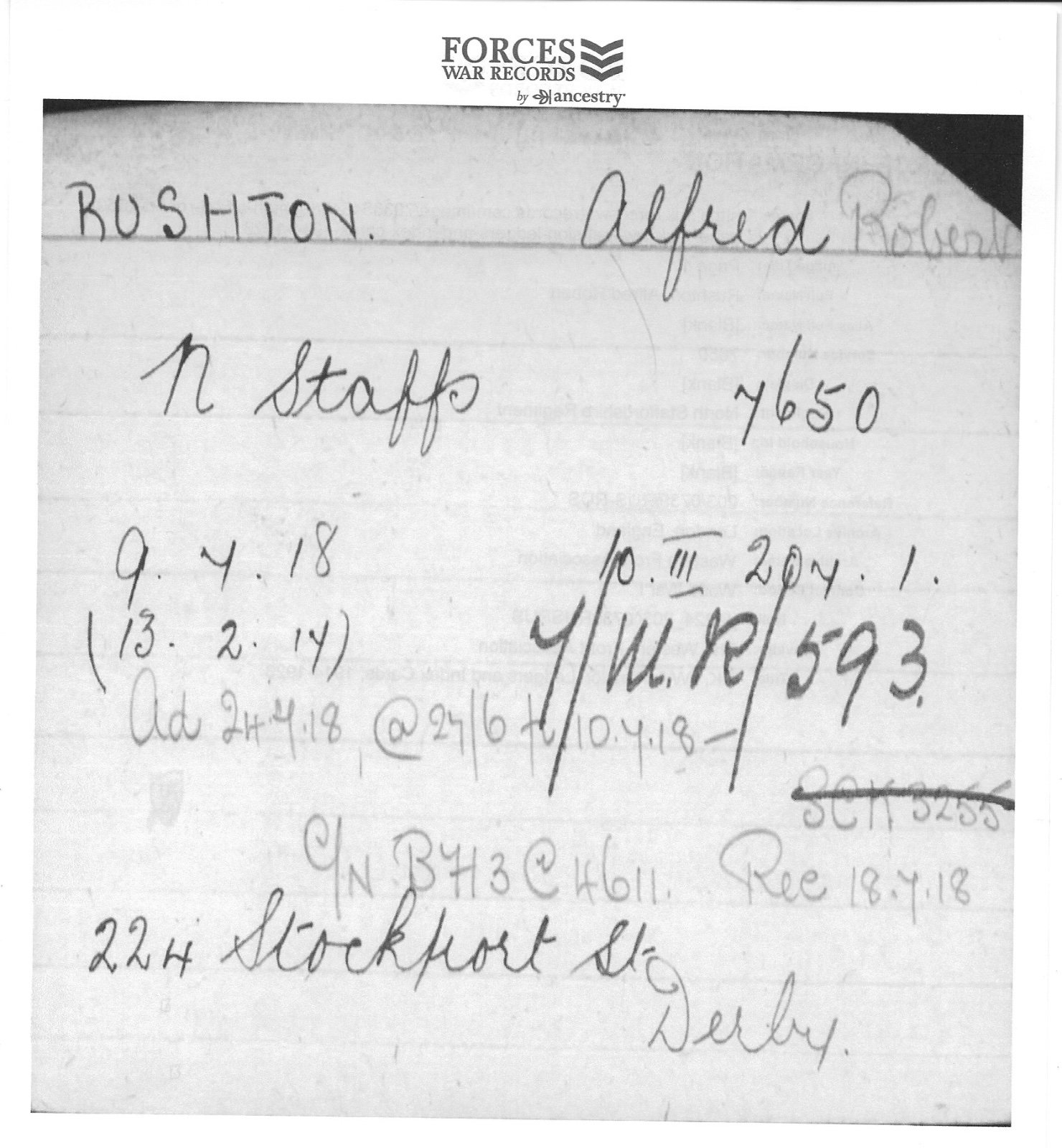 7650 Pte Alfred Robert Ruston (Rushton) - North Staffs, India & WW1 ...