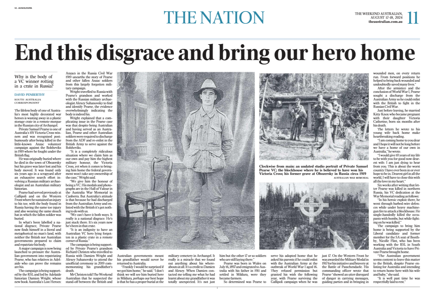 Sgt Samuel Pearse VC (AIF) Archangel Russia - Recovering the Fallen ...