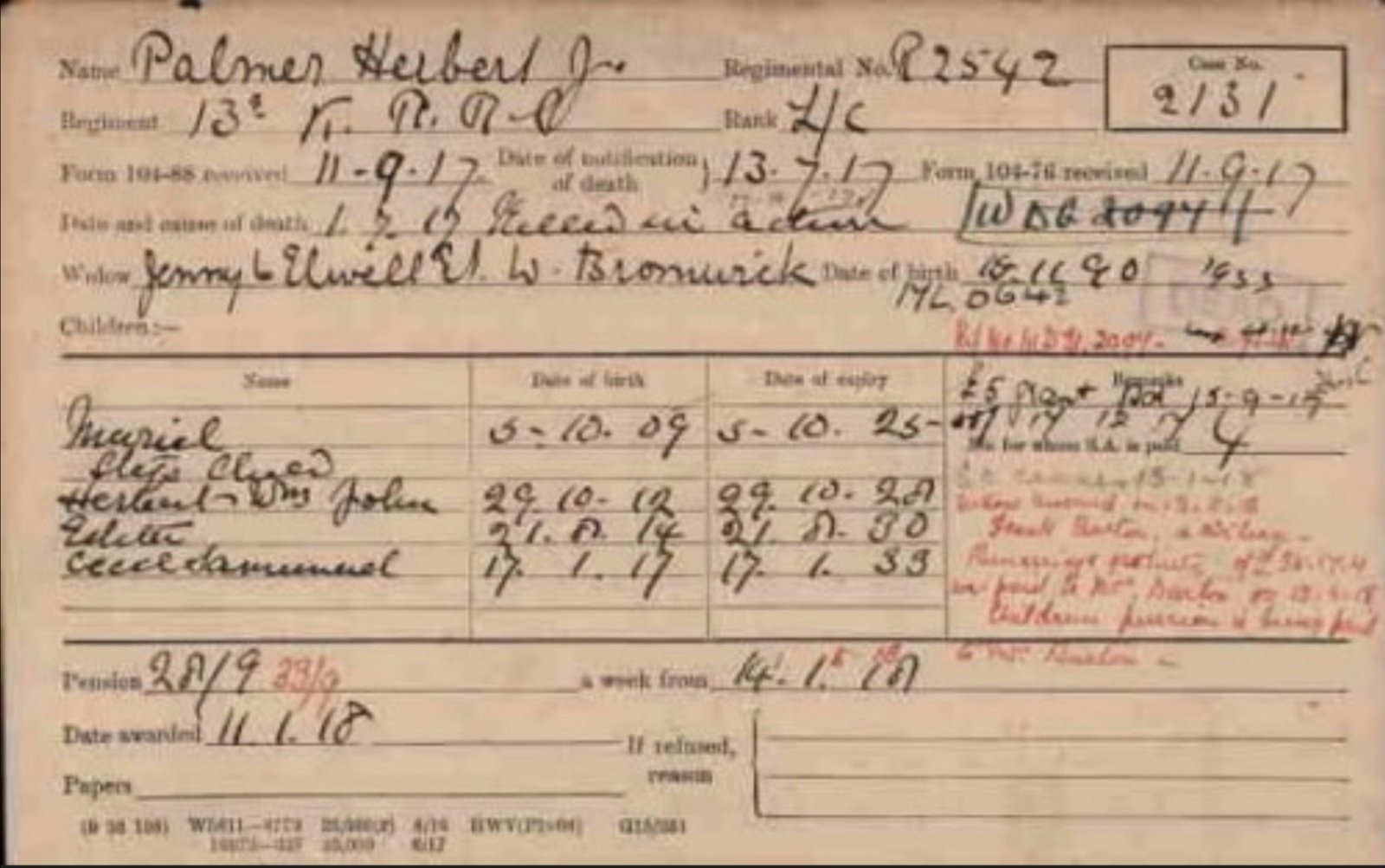 Lance Corporal H J Palmer - Soldiers and their units - The Great War ...