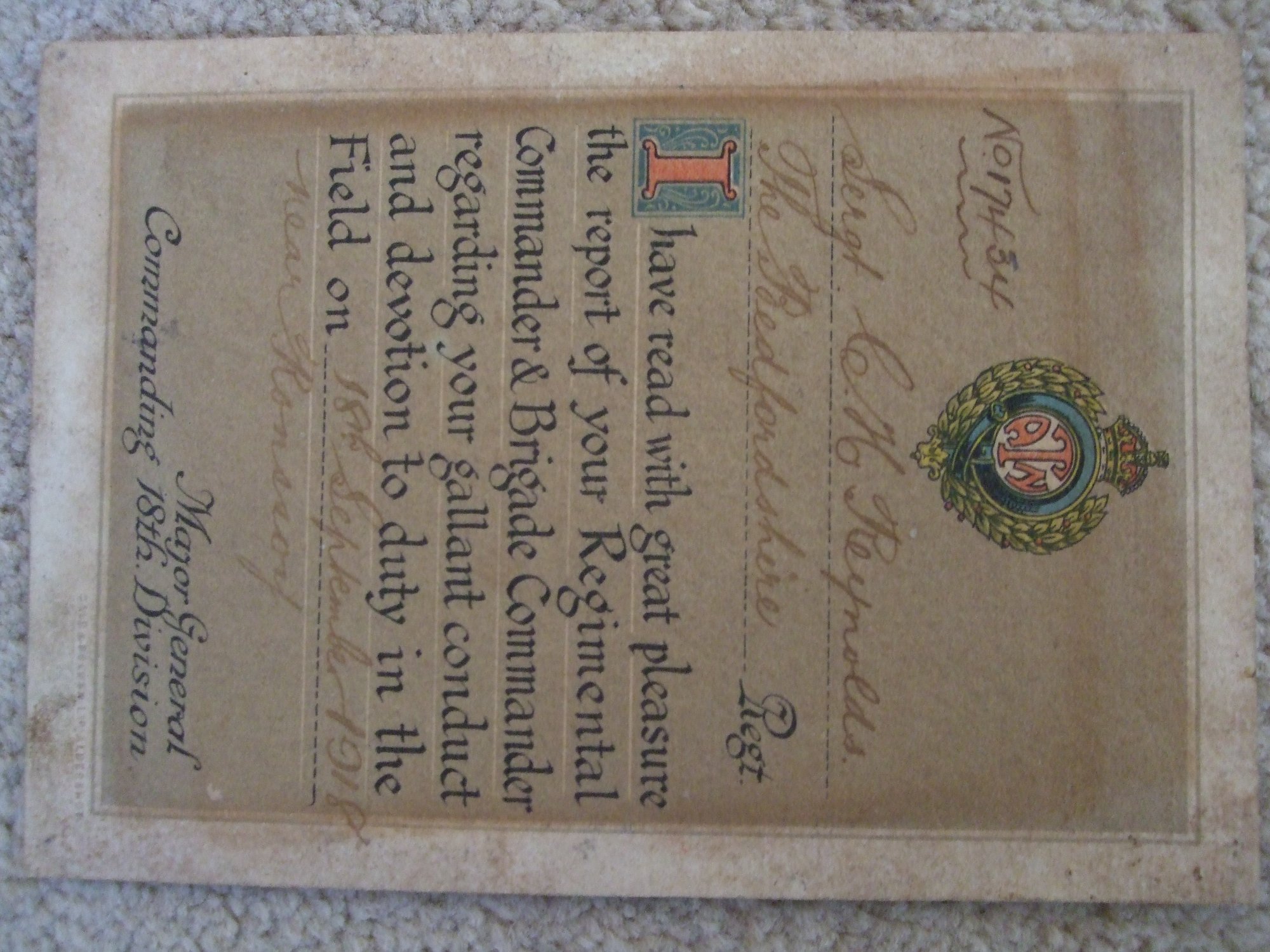 C H Reynolds 17454 Bedfordshire Regiment - Soldiers and their units ...