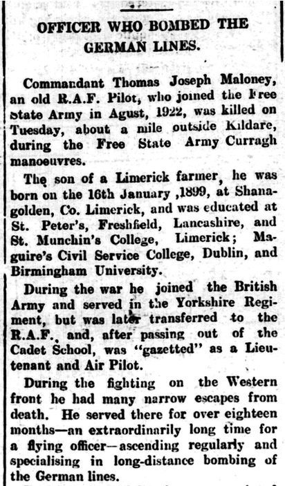 Lieutenant Thomas Joseph Maloney RAF - Air personnel and the war in the ...