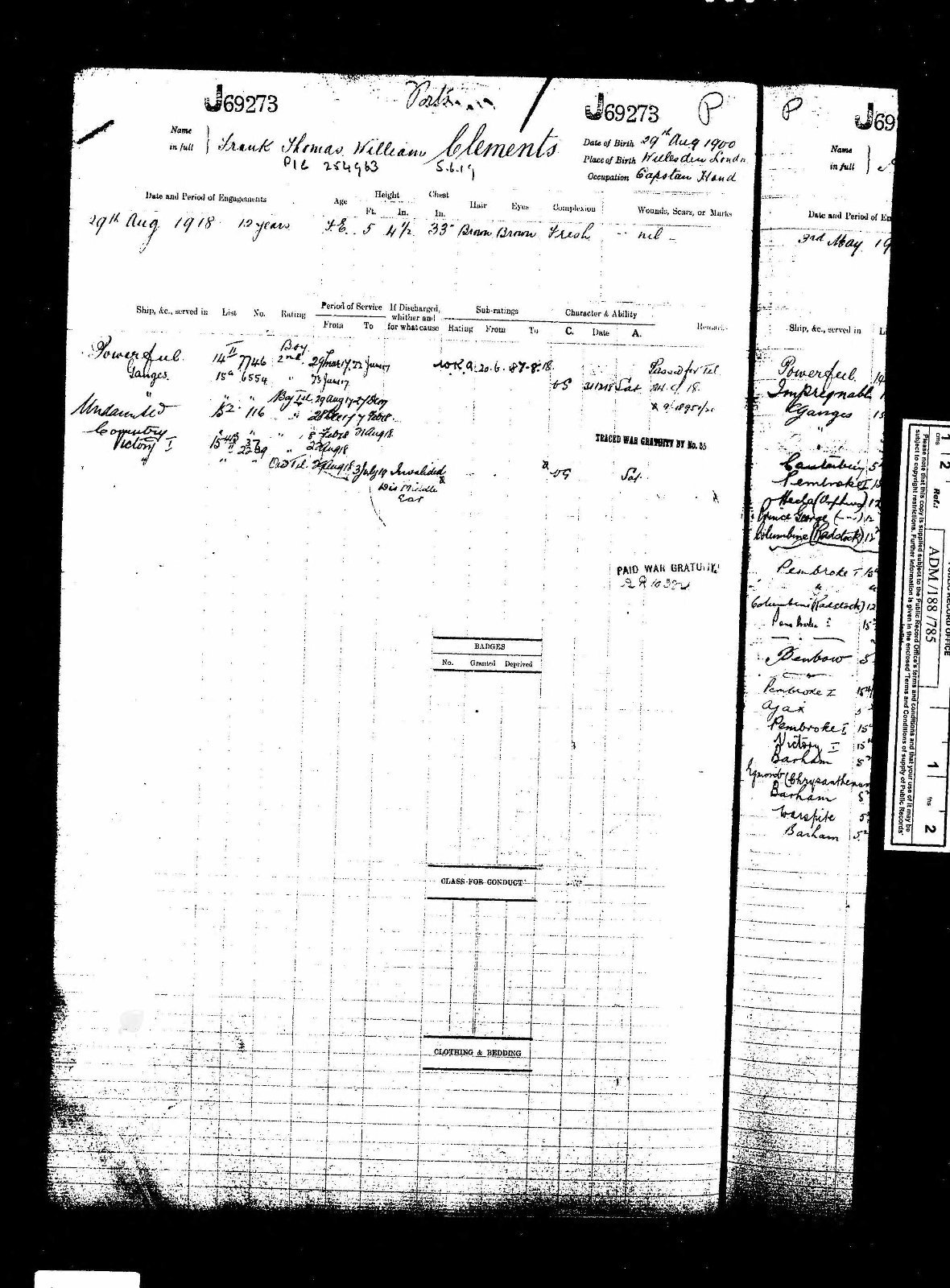 Requesting help with Great Grandfather's service record for the Royal ...