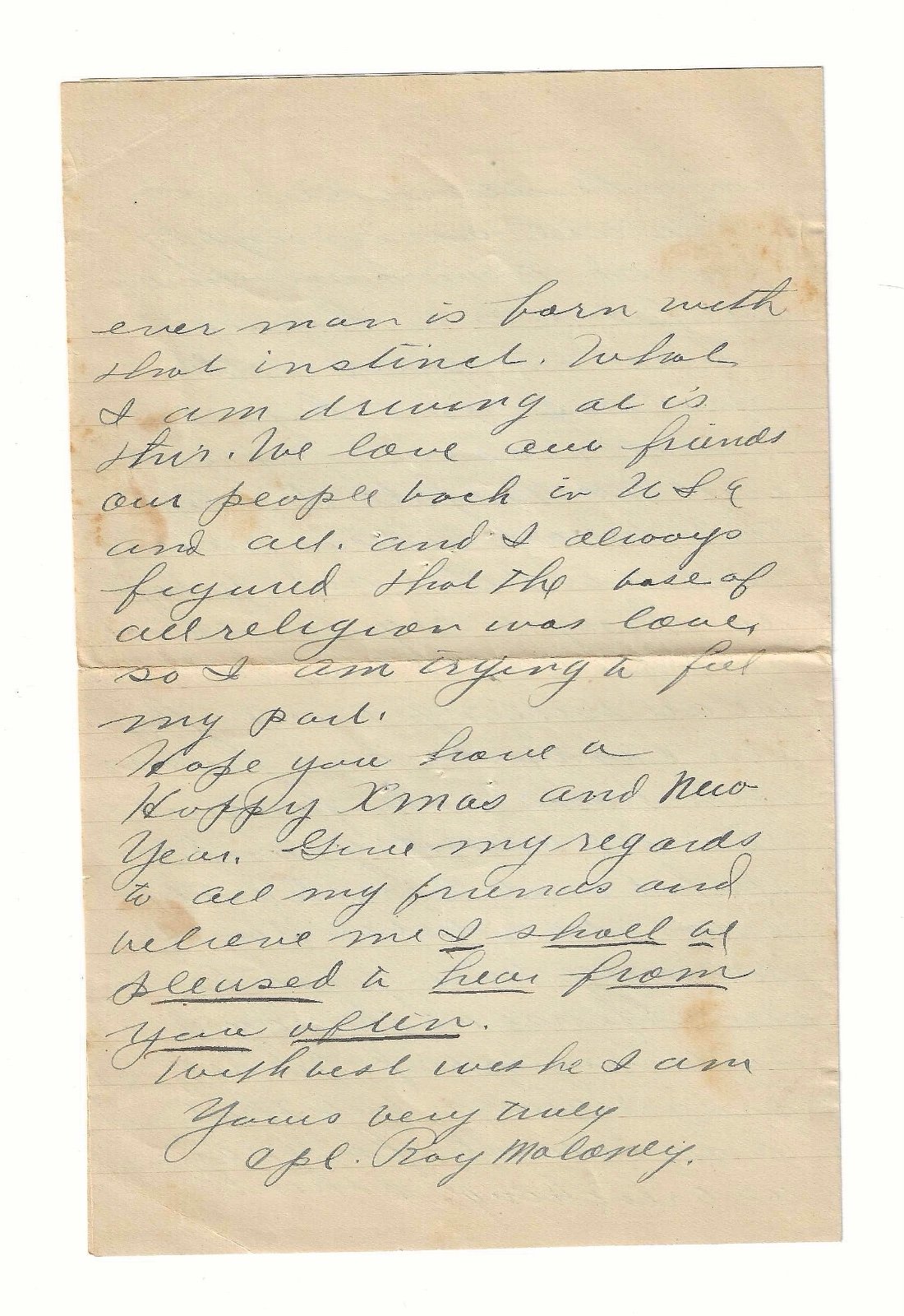 WW1 Era Letter Written by U.S. Serviceman in France. “ We are willing ...