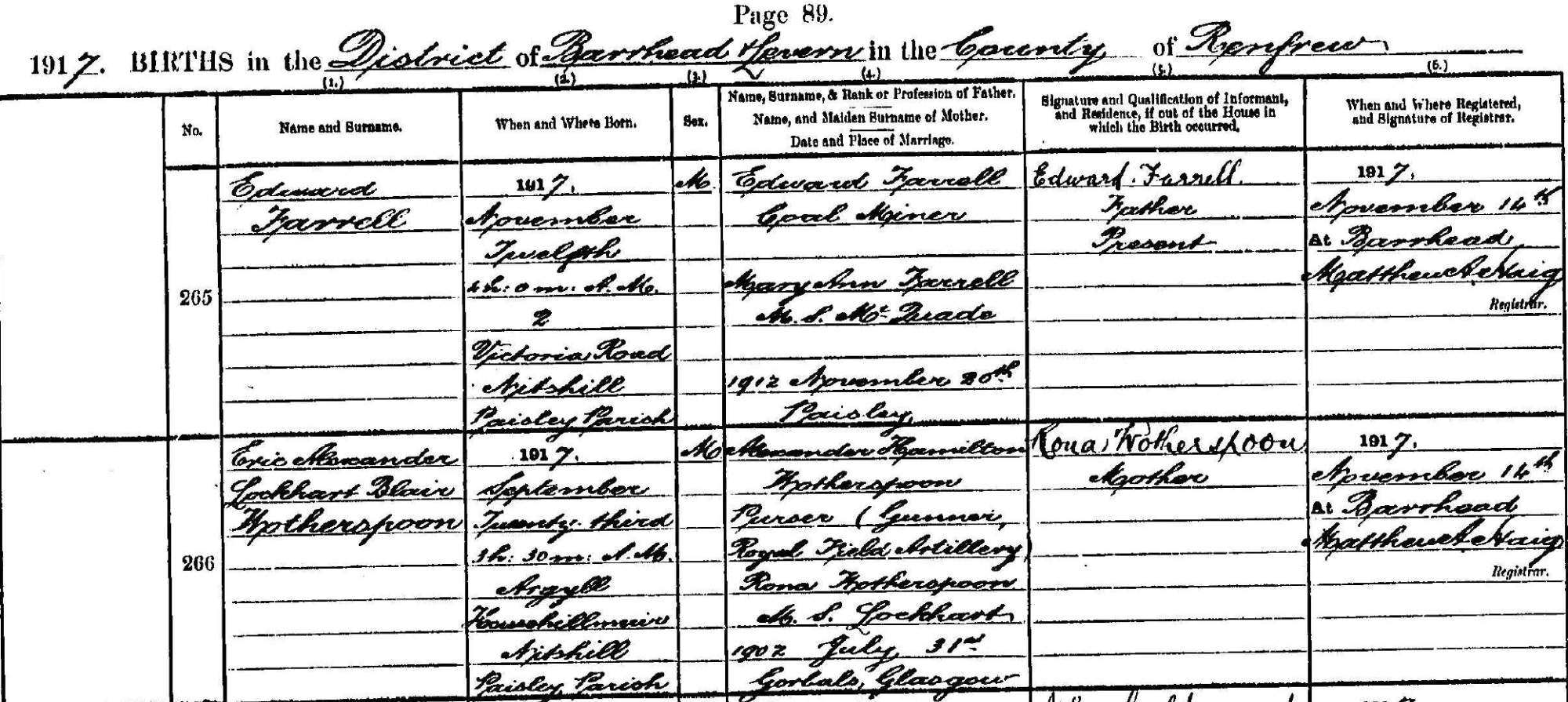 Gunner Alexander Hamilton Wotherspoon - which unit and how did he ...