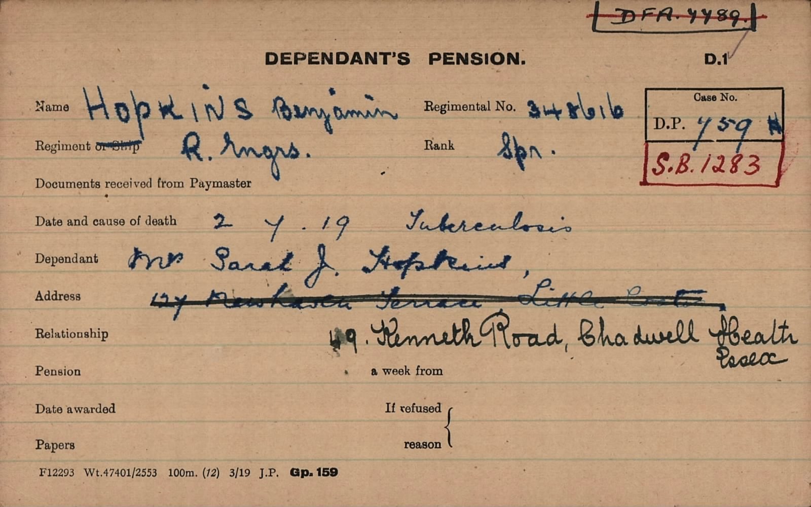 348616 Lance Corporal Benjamin Hopkins - Possible non-commemorations ...