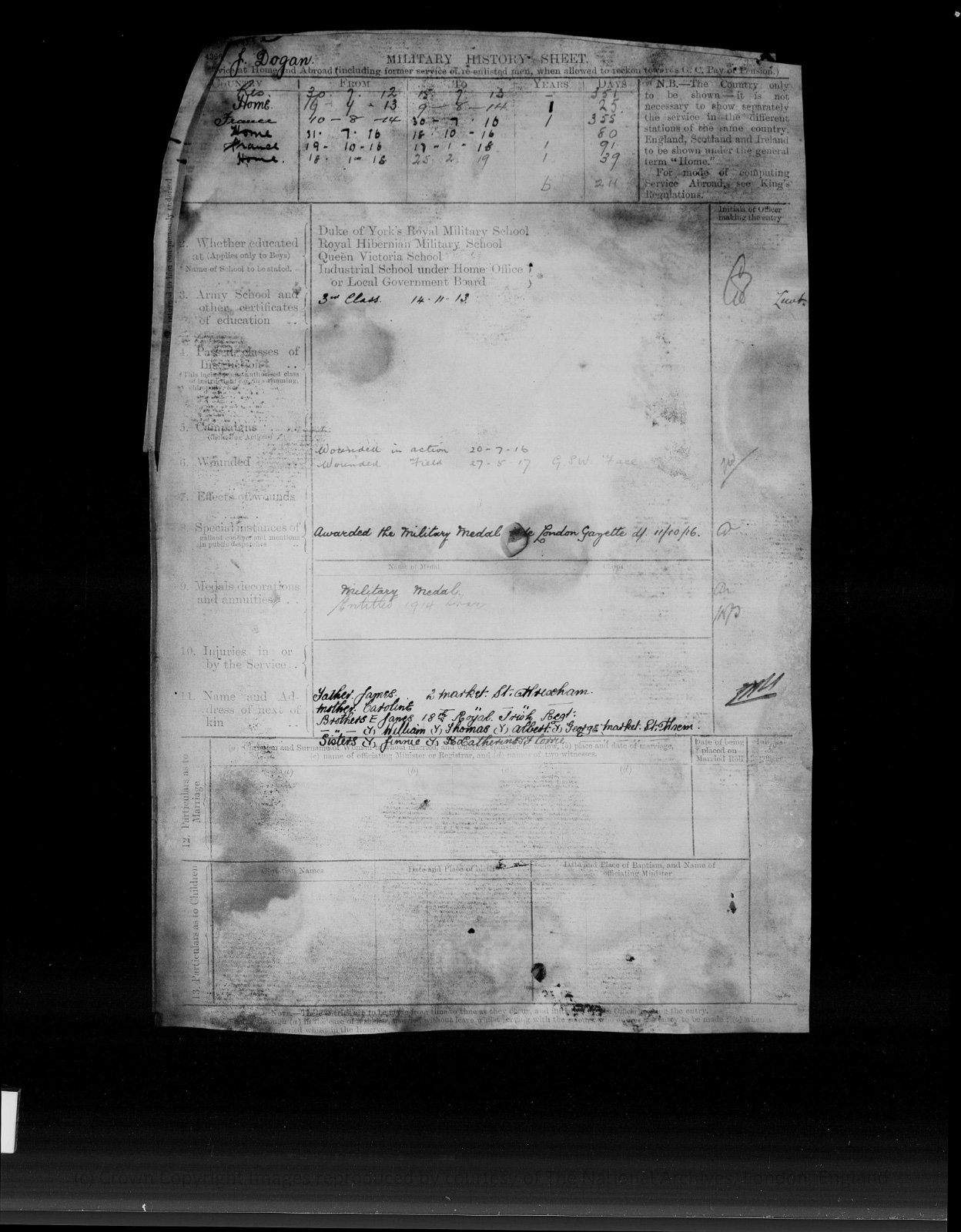 Any help understanding service record, greatly appreciated - John P ...