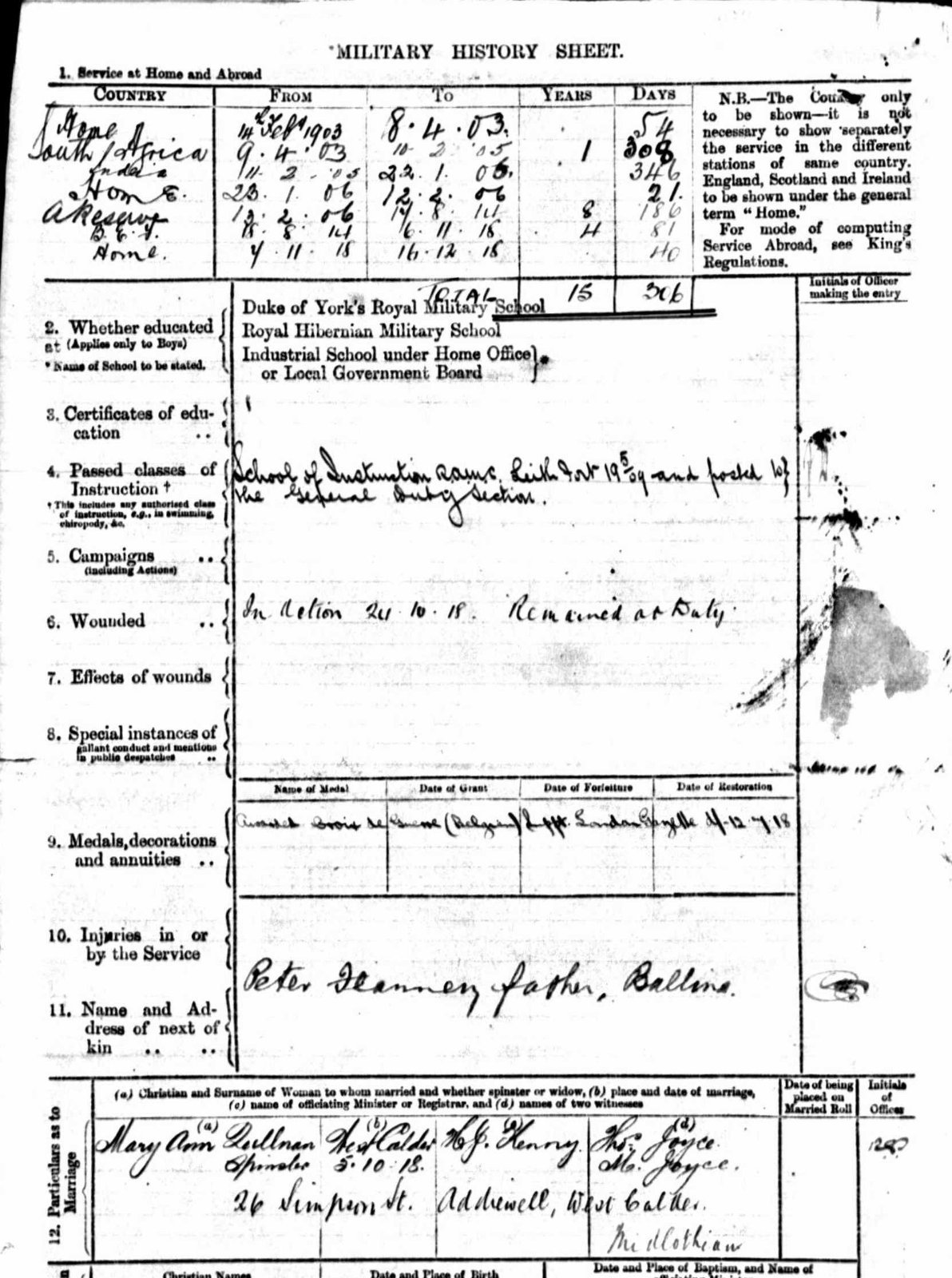 Private Martin Flannery, born Ballina, Co Mayo, Royal Army Medical ...