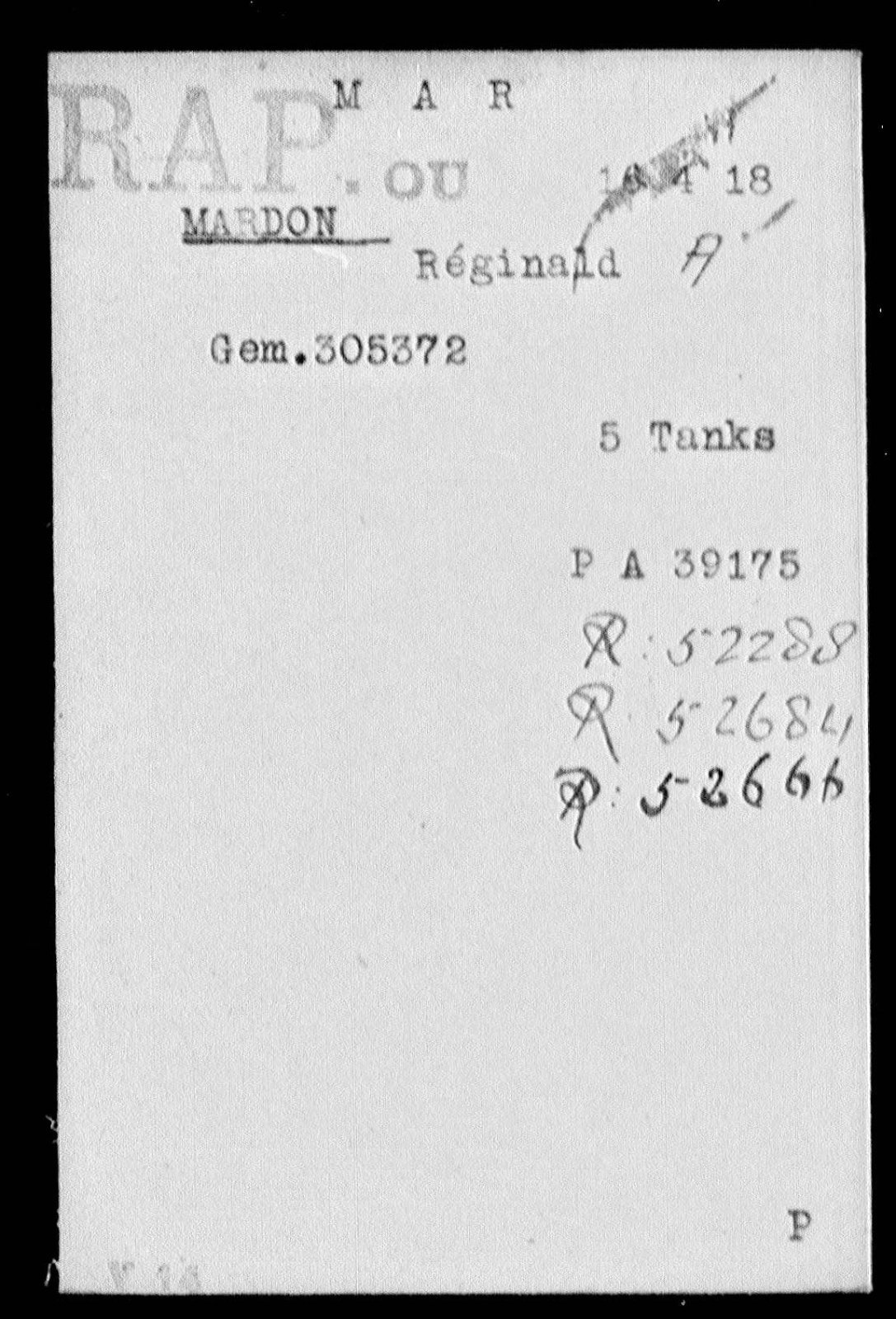 5th Battalion Tank Corps April 1918 - Soldiers and their units - The ...