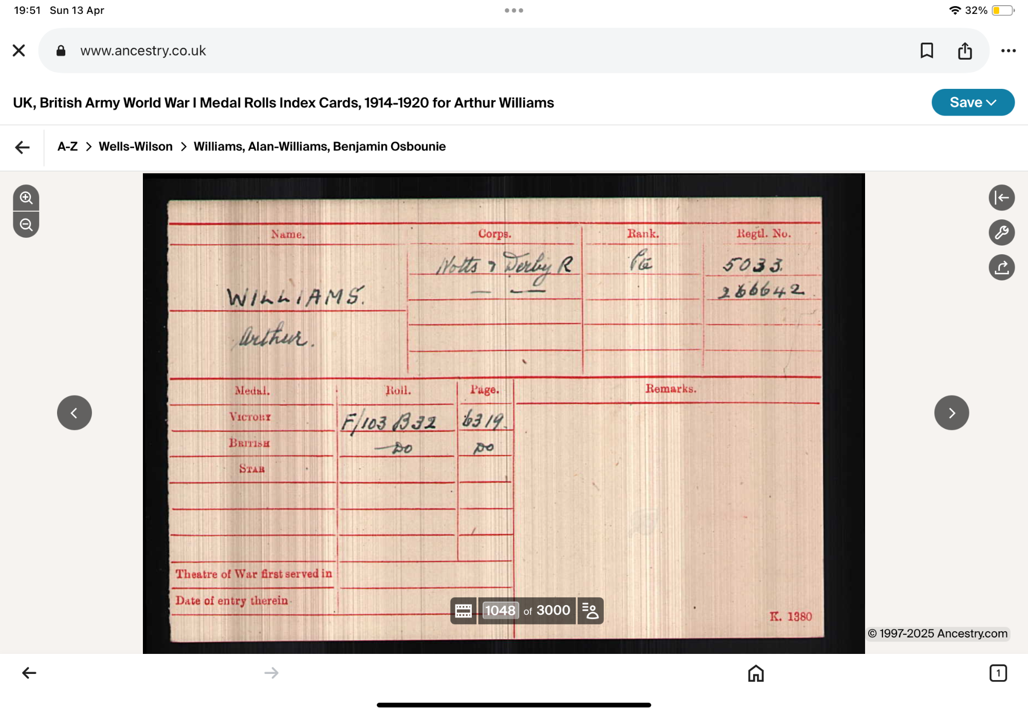 Private Arthur Williams (Nottingham) - Soldiers and their units - The ...