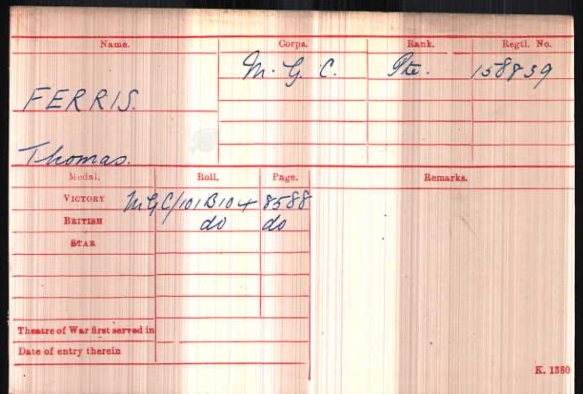 Information on Thomas Ferris, MGC. - Soldiers and their units - The ...
