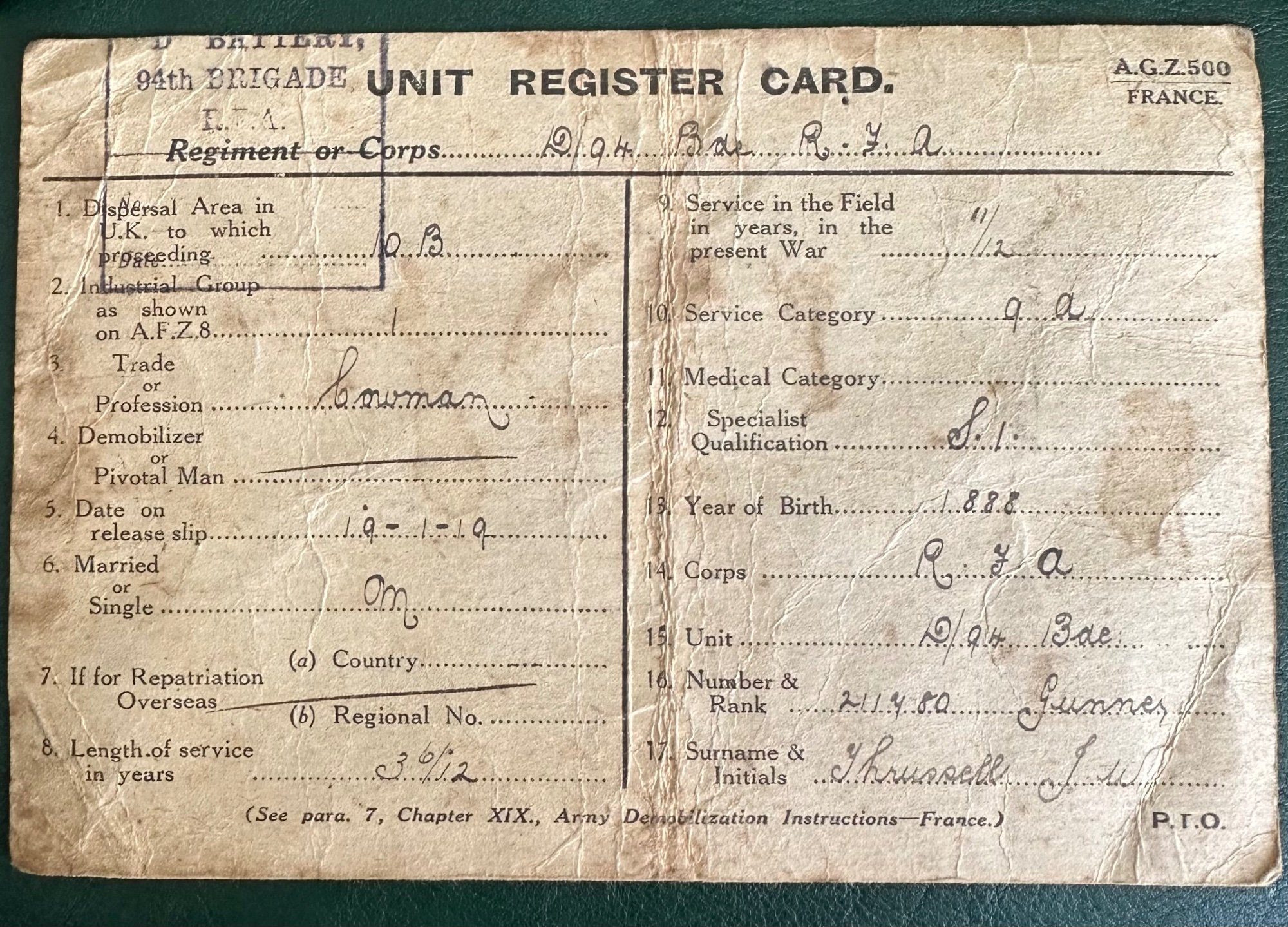 RFA service numbers and date of enlistment - Soldiers and their units ...
