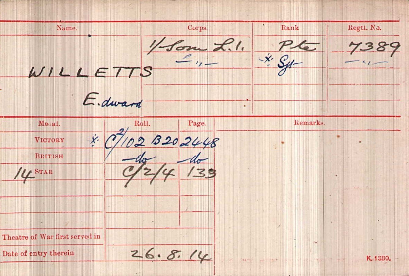 Sgt. Edward Willetts MM, 7389 1st Somerset Light Infantry - Soldiers ...