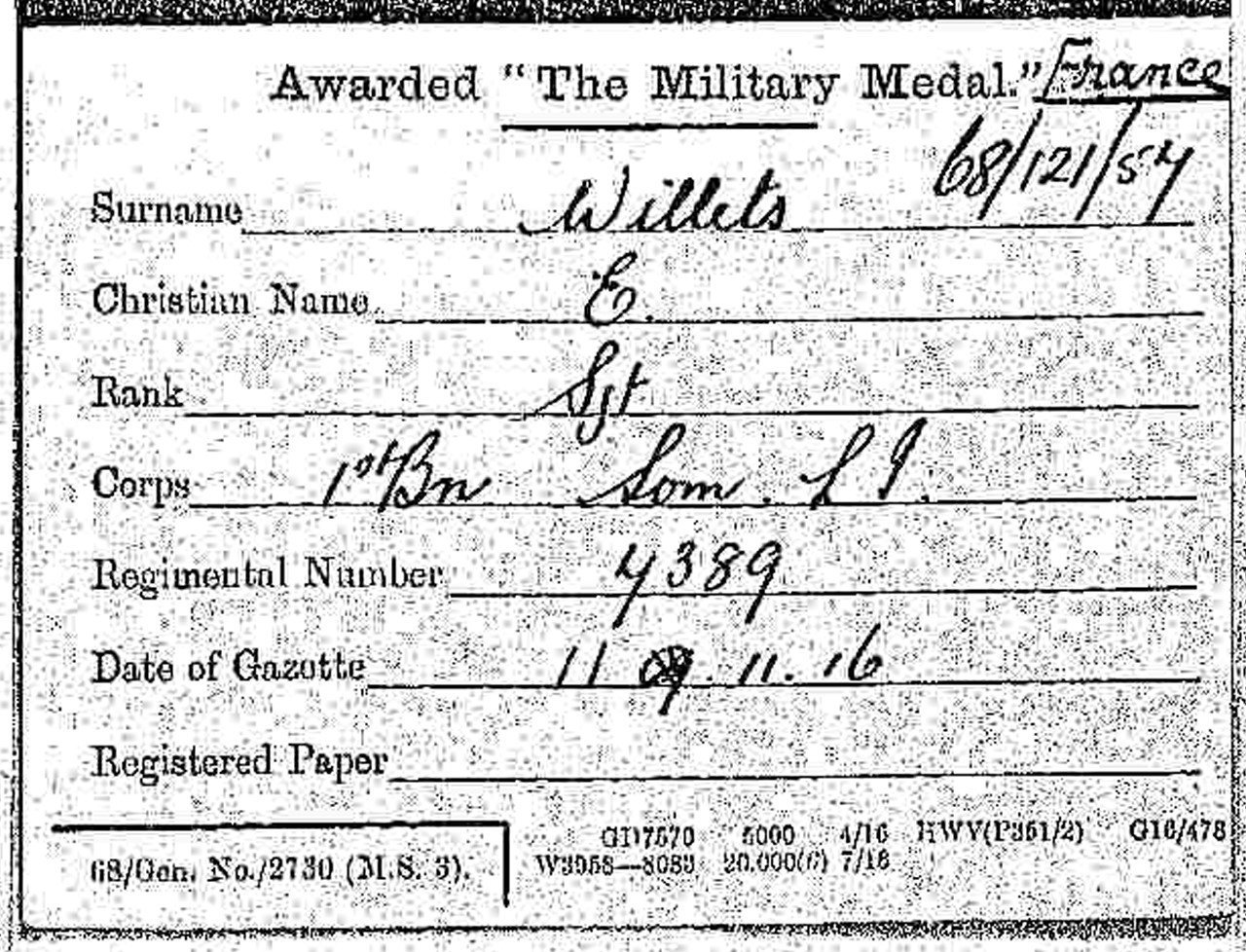 Sgt. Edward Willetts MM, 7389 1st Somerset Light Infantry - Soldiers ...
