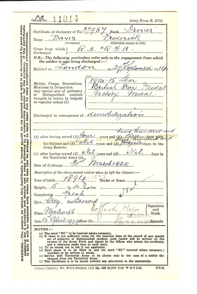 Deciphering RFA medal card Frederick Davis/Wallis - Soldiers and their ...