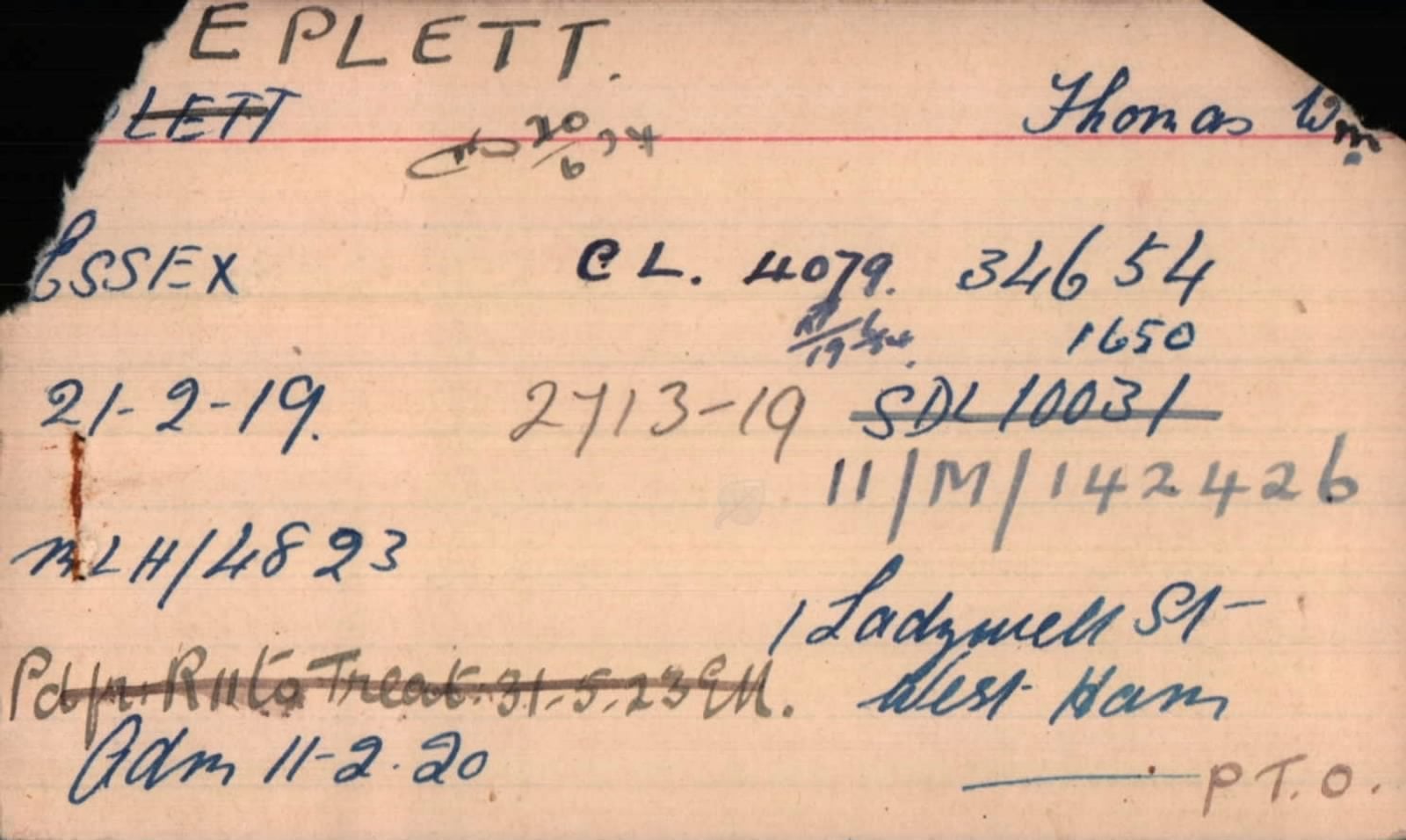 34654 Private Thomas W Eplett Essex Regiment - Soldiers and their units ...