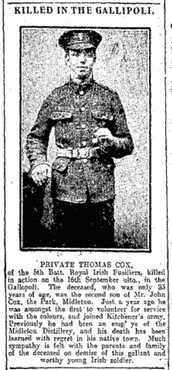 Thomas Cox, 5th Royal Irish Fusiliers - Soldiers and their units - The ...