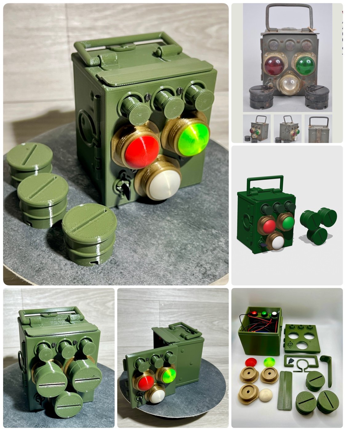 Replica - WW1 German Signalling Lamp with coloured bulbs and covers ...