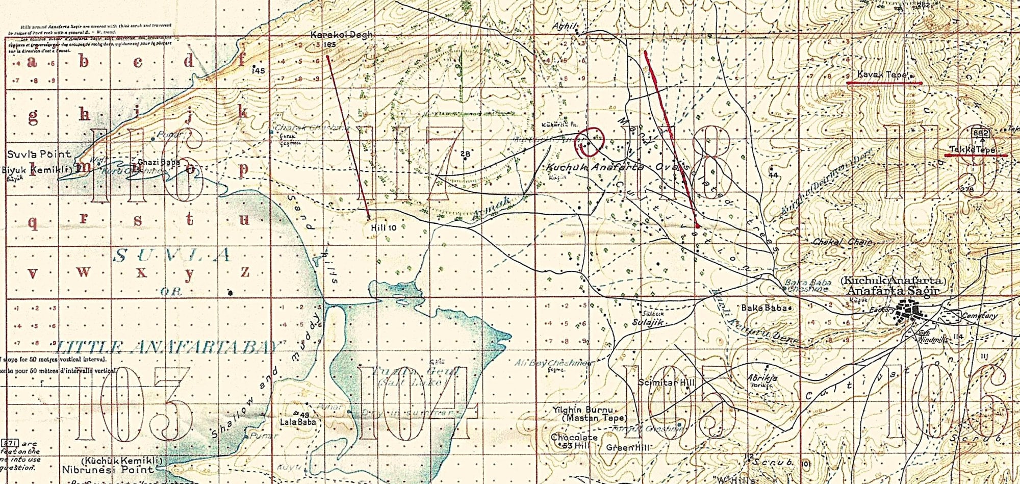 Map of Isle of Wight Rifles advance from Suvla Bay - Gallipoli - The ...