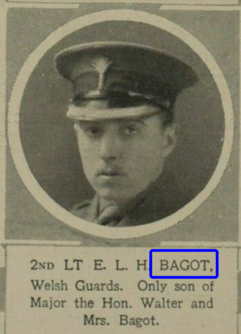 2nd. Lt. Edward Luke Henry Bagot Prince of Wales's Company, 1st ...