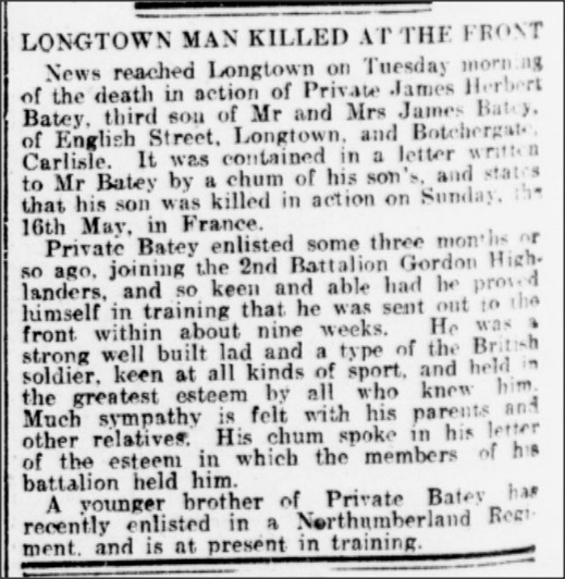 John Stanley Batey - Soldiers and their units - The Great War (1914 ...