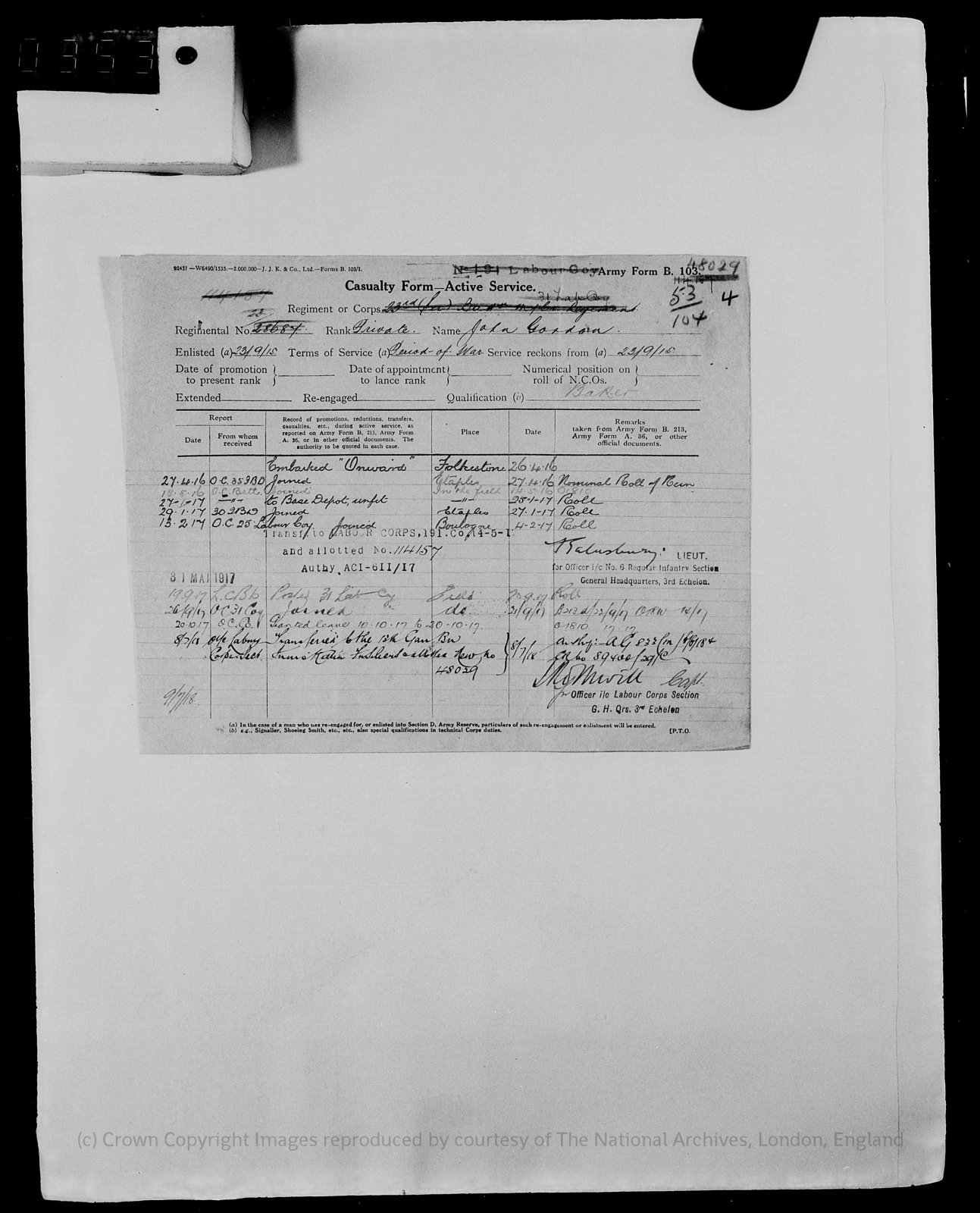 John Harvey, B company 23rd Manchesters (Bantams) 8th city. - Soldiers ...