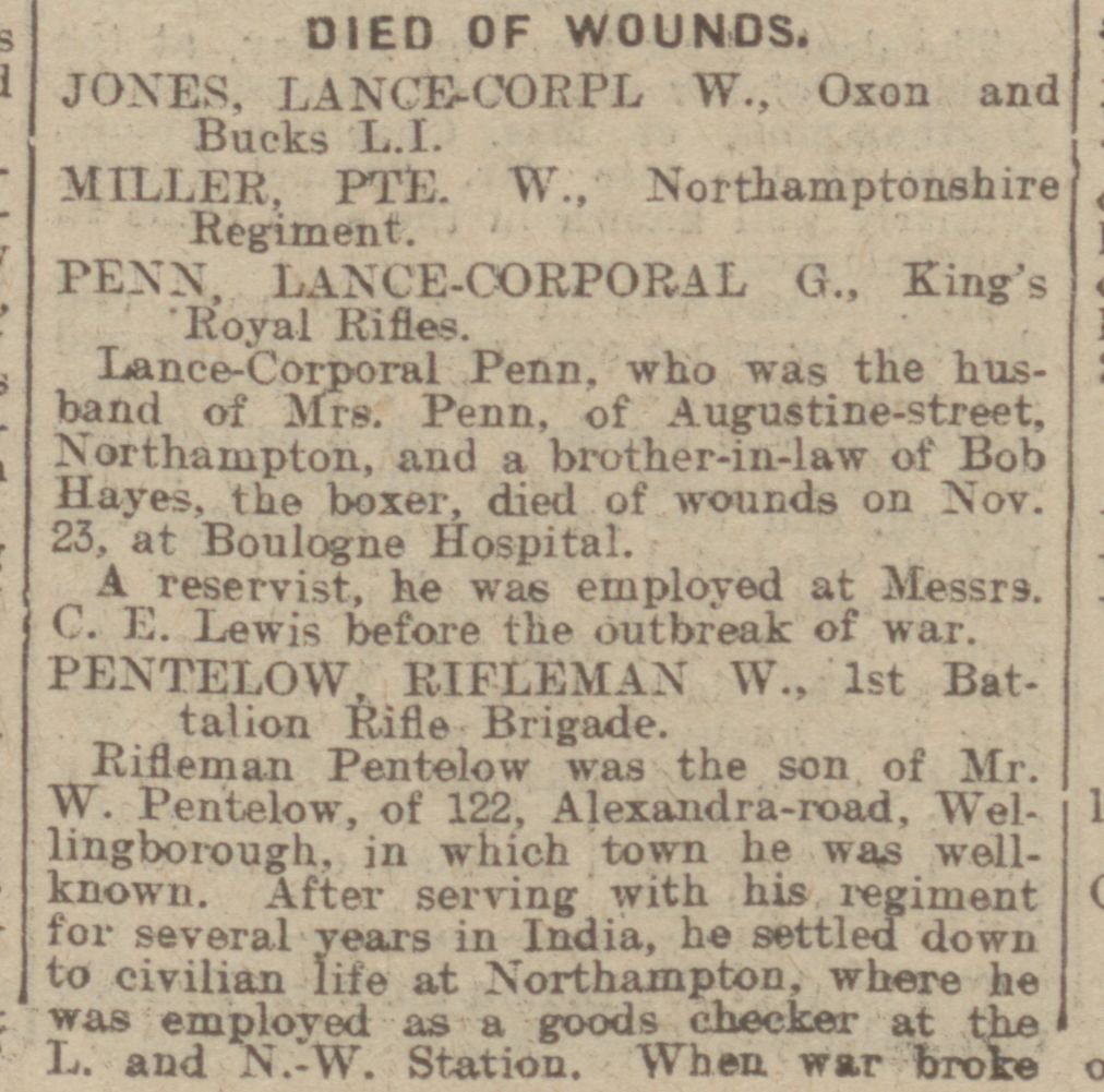 Lance Corporal George Penn 7695 2nd Kings Royal Rifle Corps died 23rd ...