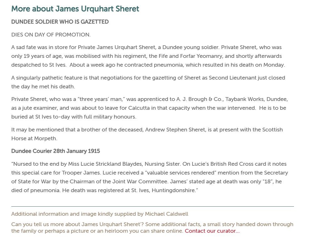 Private James Sheret, Fife & Forfar Yeomanry and Sister Lucie ...