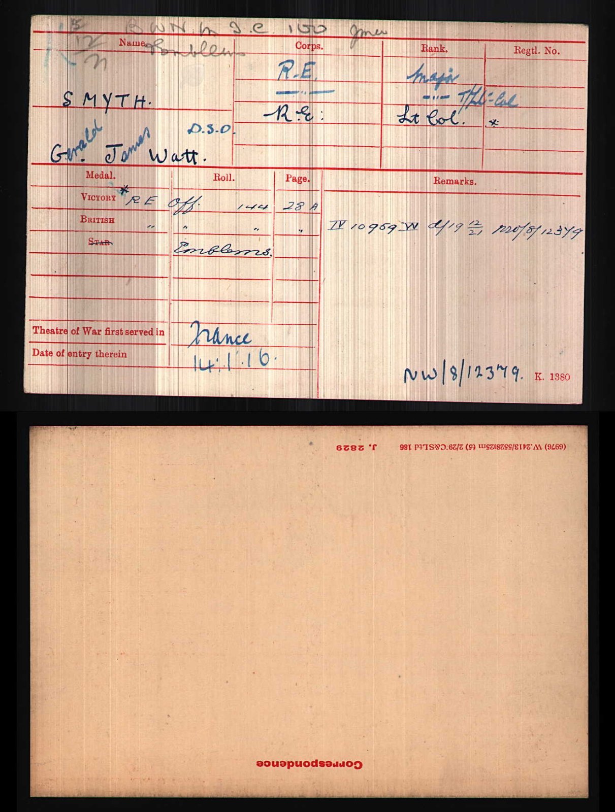Lt Colonel Gerald J Watt Smyth - Royal Engineers DSO - Soldiers and ...
